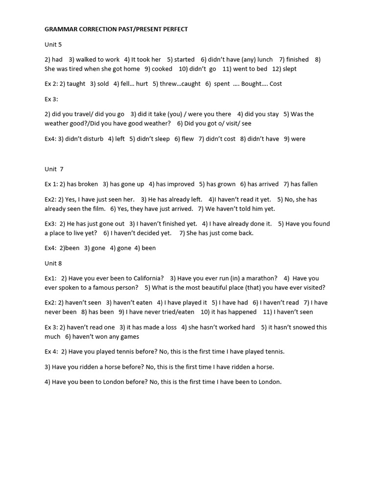 Grammar Correction Past Present Perfect | PDF