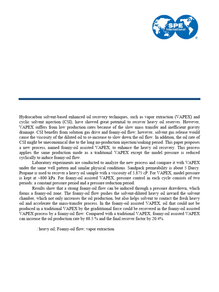 Zeng Et Al.-Enhanced Vapor Extraction Through Foamy Oil Flow | PDF