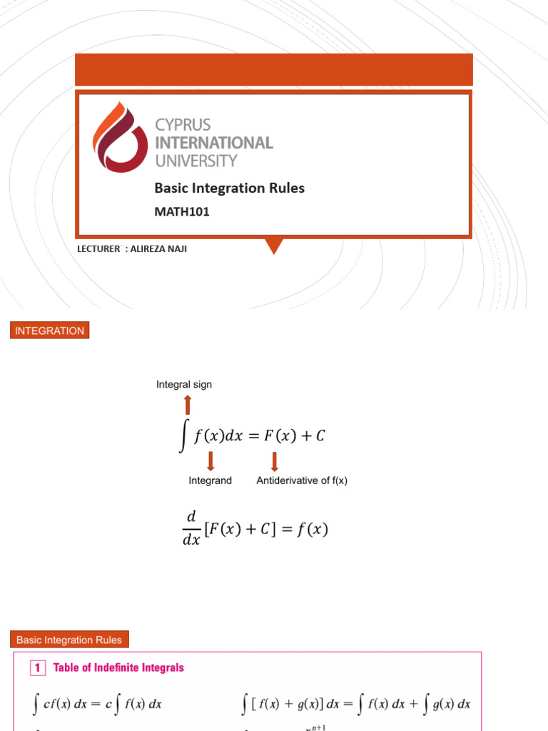 11.Basic Integration Rules | PDF
