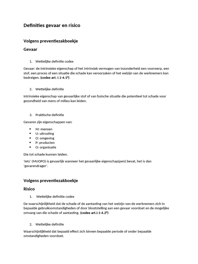 Gevaar en Risico | PDF