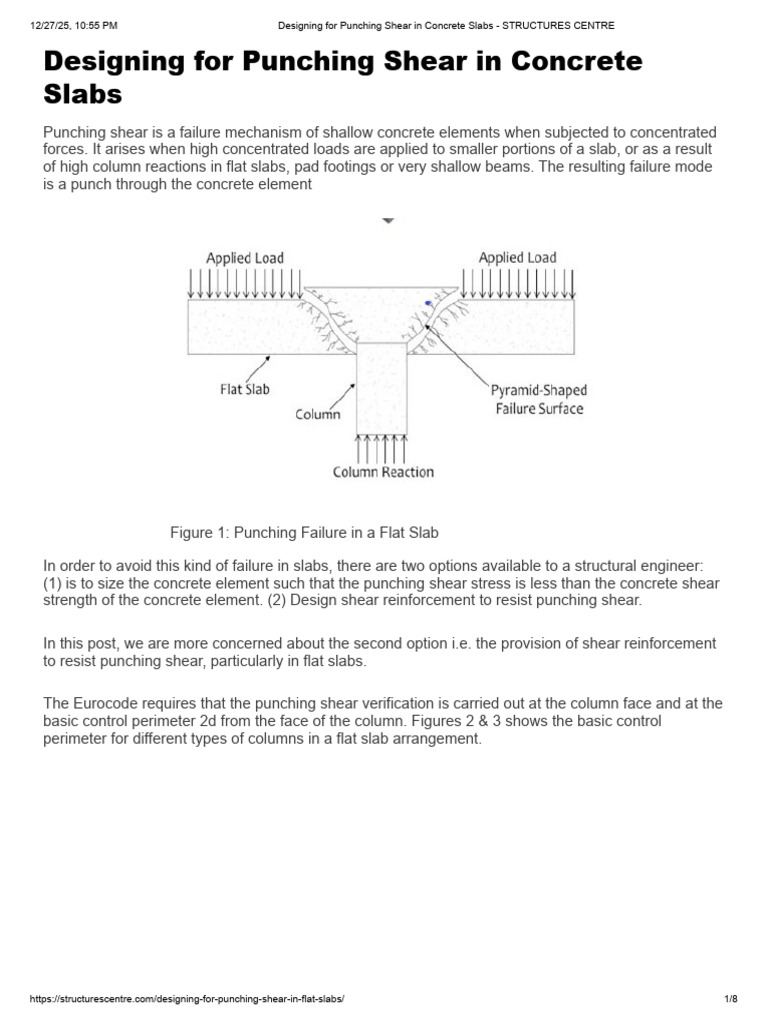 Punching Shear Design in Concrete Slabs | PDF | Concrete | Column