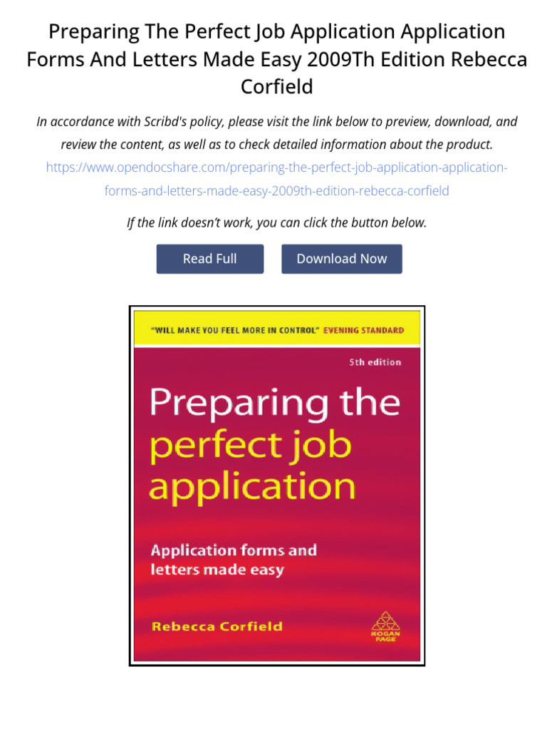 Preparing the Perfect Job Application Application Forms and Letters ...