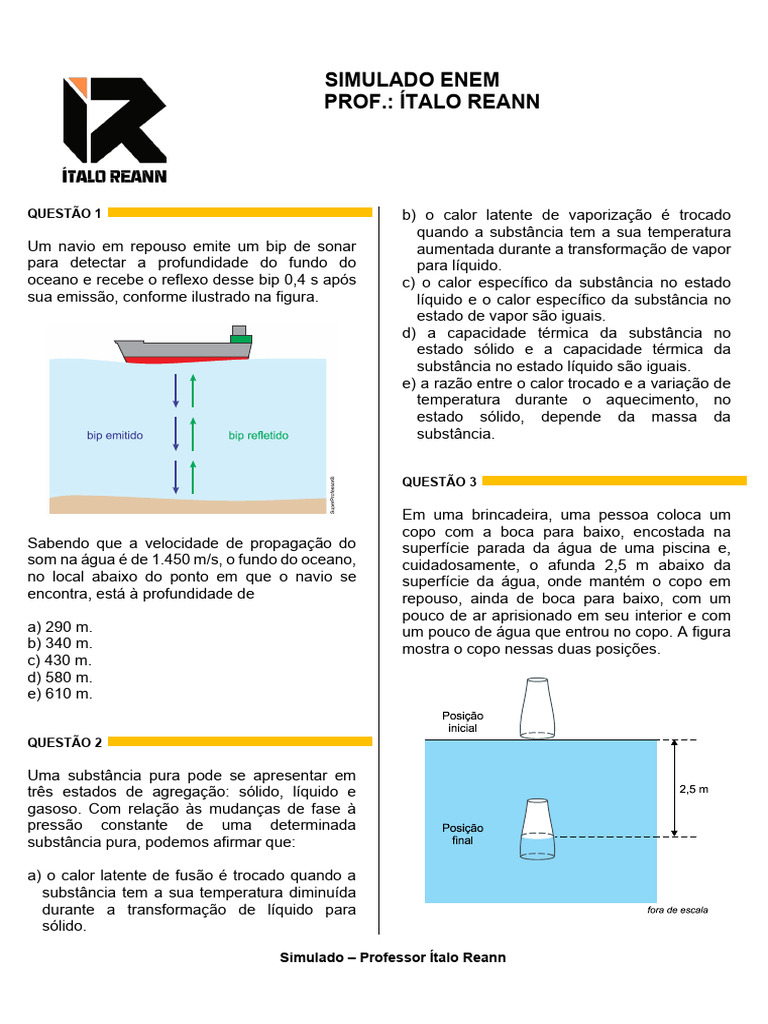 ENEM - Simulado 1 | PDF | Magnetismo | Terra