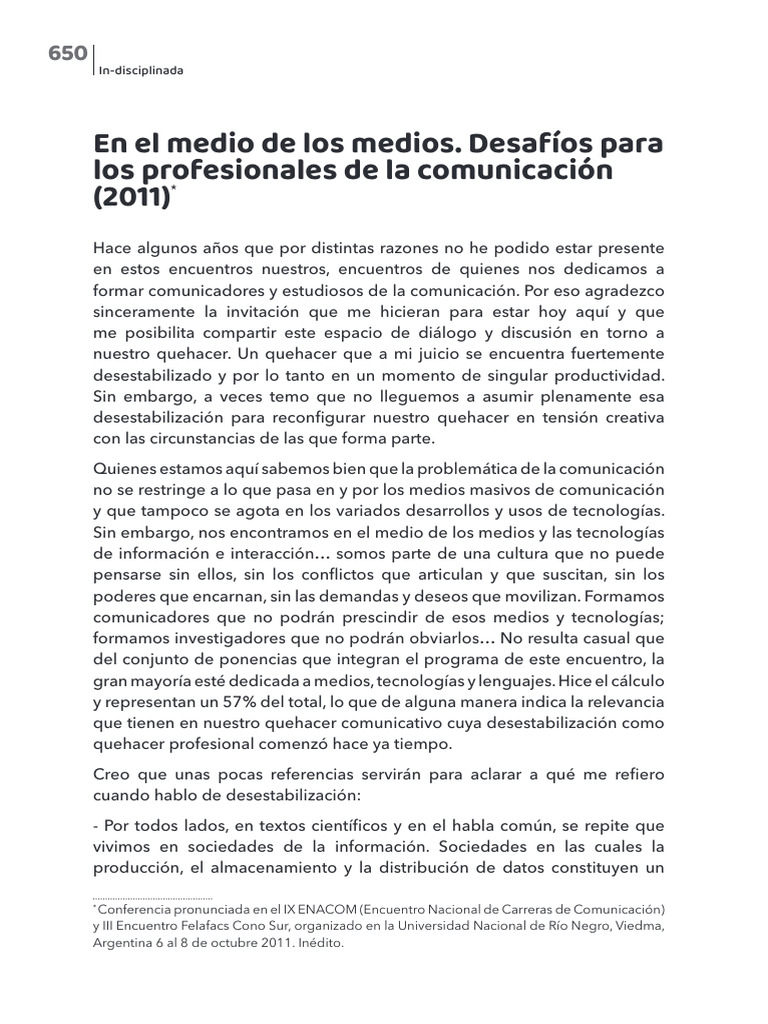 María Cristina Mata_En El Medio de Los Medios | PDF | Comunicación ...