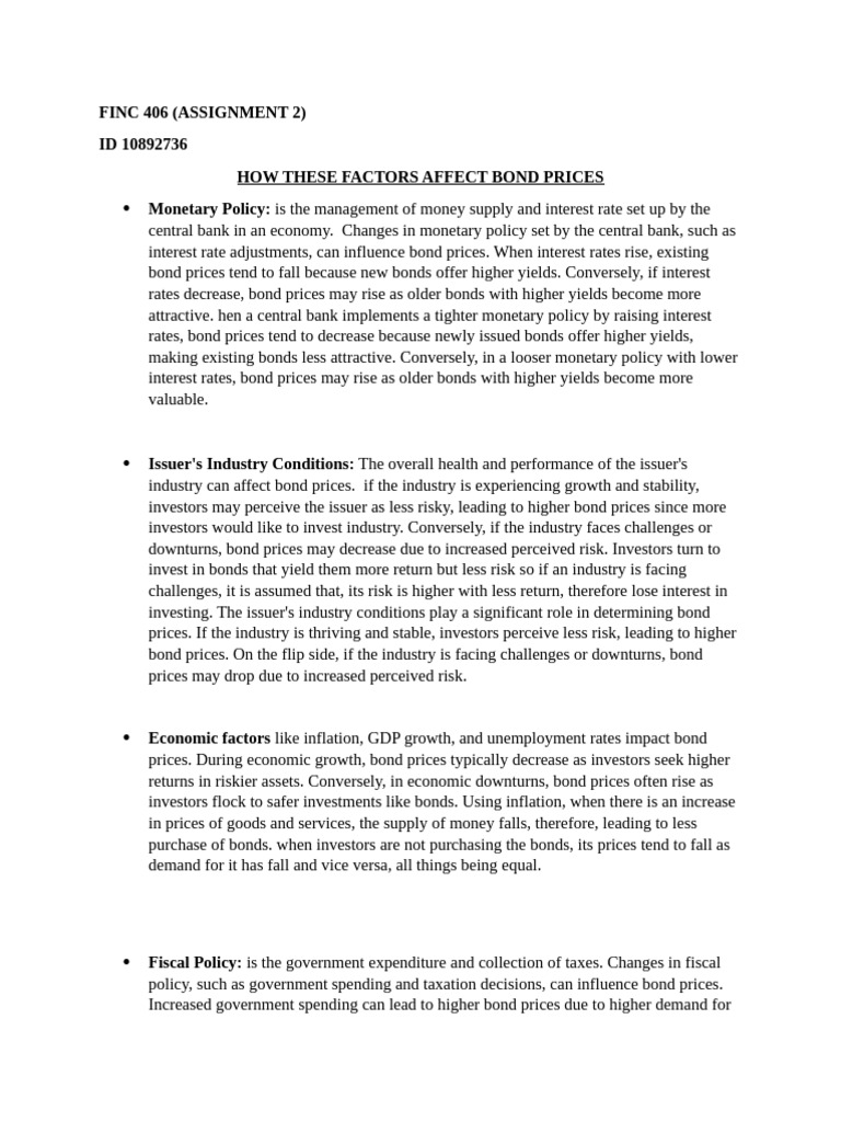 FINC 406 Assignments | PDF | Bonds (Finance) | Fiscal Policy