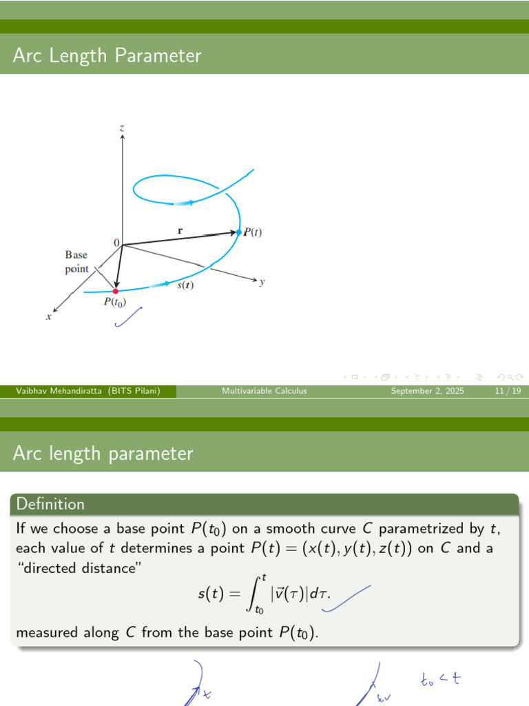 Lecture13 - Arc Length Parameter, and Curvature and Normal Vectors of A ...