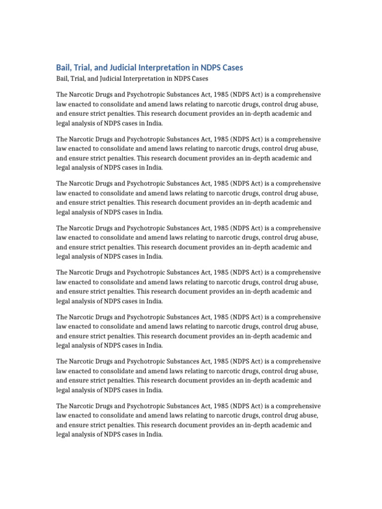NDPS Act: Bail and Trial Analysis | PDF | Psychoactive Drugs | Drugs