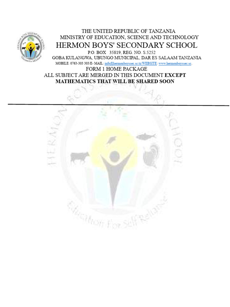 Form 1 Home Package for Computer Science | PDF | Density | Byte