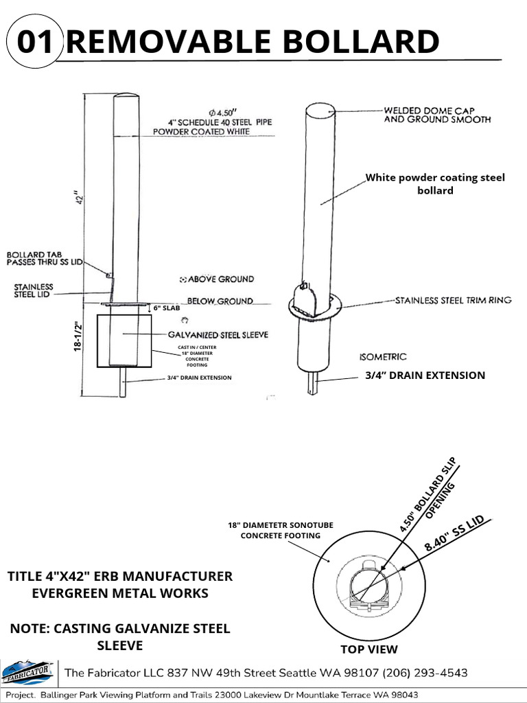White Powder Coated Steel Bollard | PDF