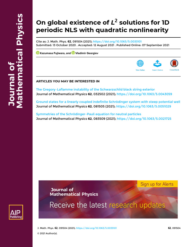 On Global Existence of L2 Solutions For | PDF | Mathematical Physics ...