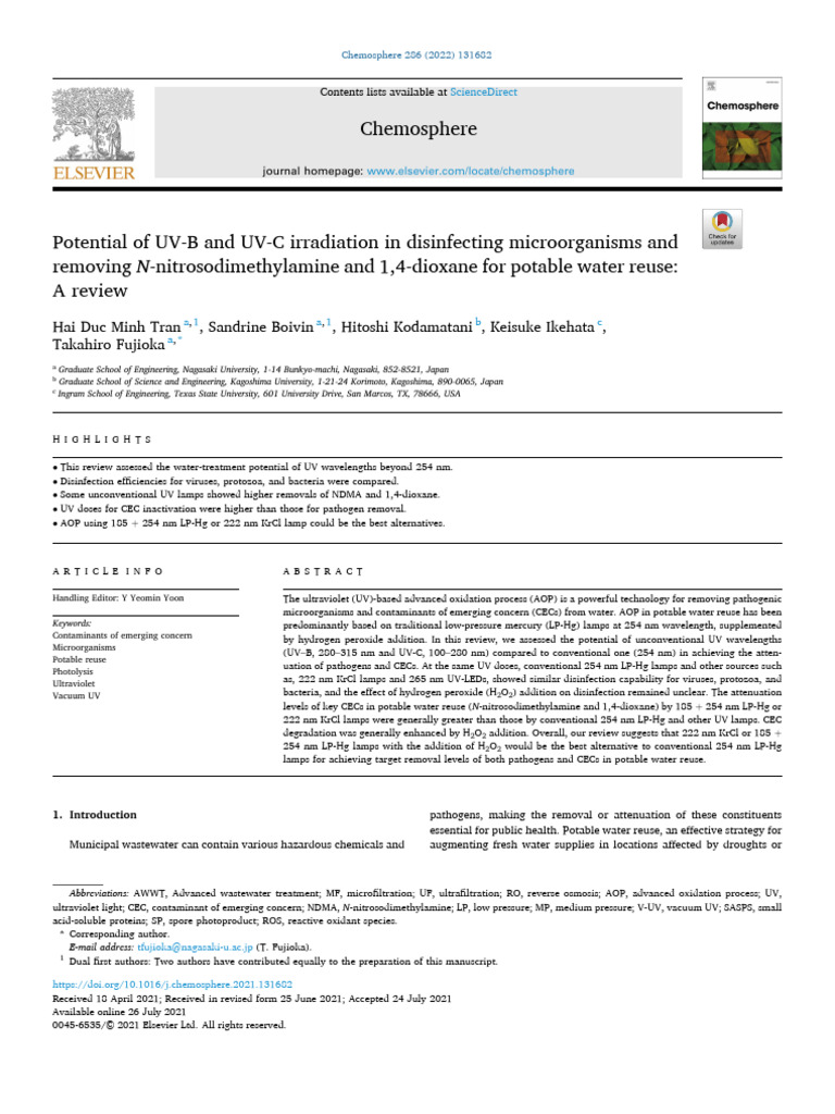 014 - Potential of UV-B and UV-C irradiation in disinfecting ...