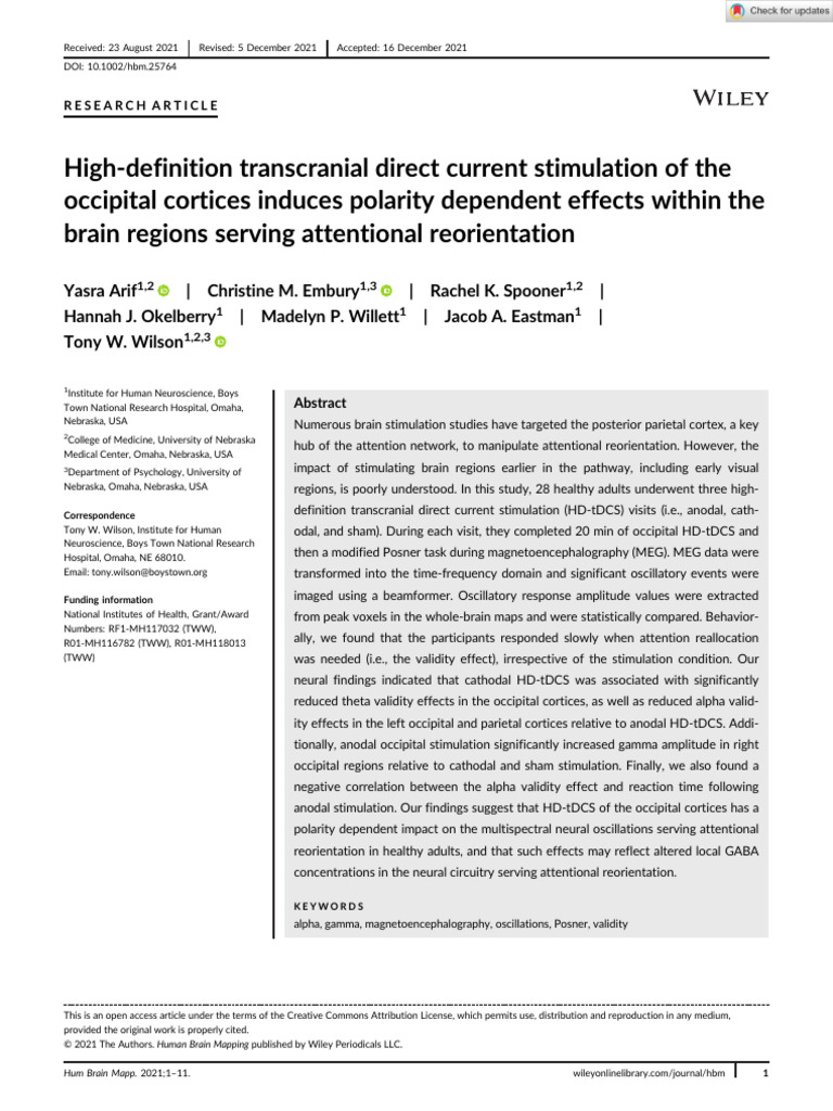 Human Brain Mapping - 2022 - Arif - High‐Definition Transcranial Direct ...