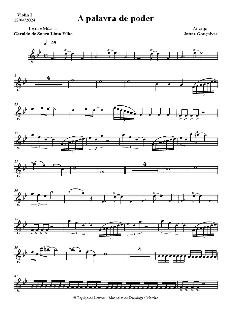 A Palavra de Poder - Violin I [12 04 2024] | PDF