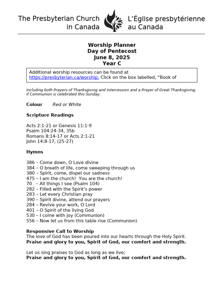 2025-06-08-Day-of-Penecost | PDF | Jesus | Eucharist