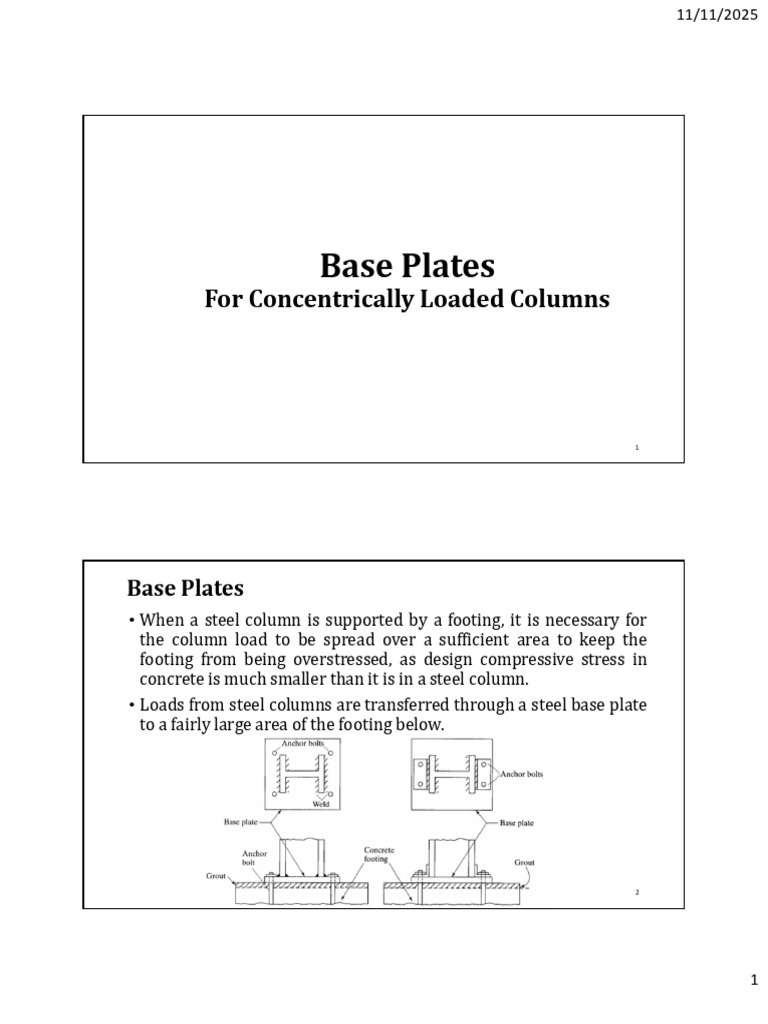 04. Column Base Plates | PDF | Column | Concrete