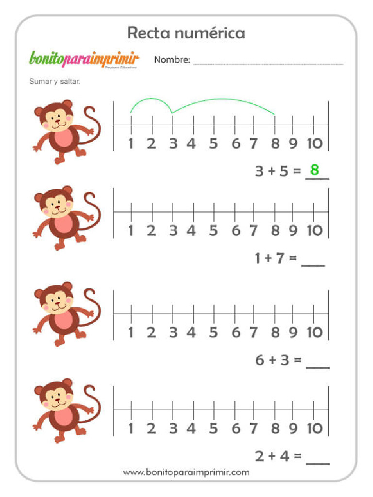 Sumamos en La Recta Numerica | PDF