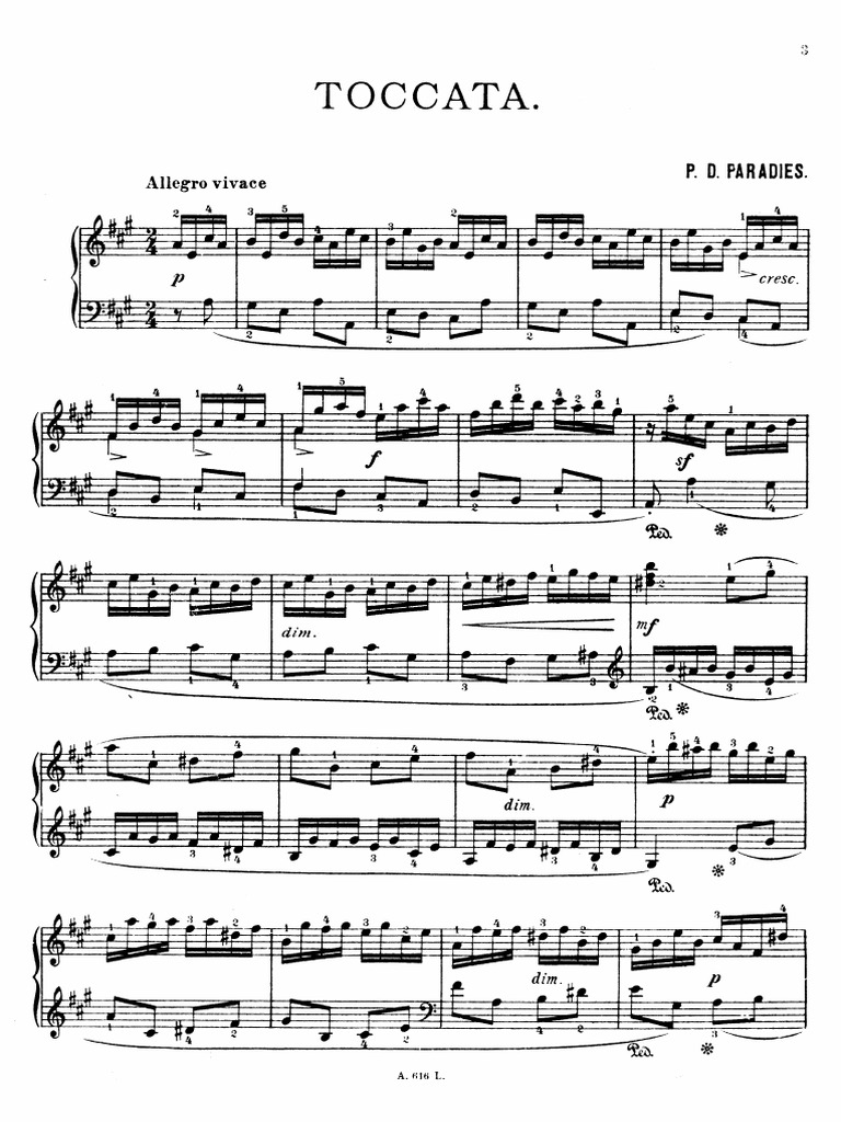 Paradies Toccata in a (Sonata No.6) | PDF