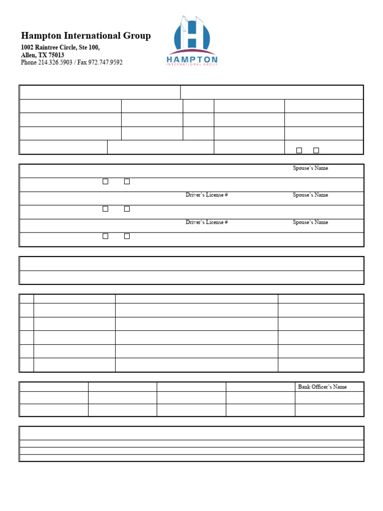 Hampton International Credit Application | PDF | Business
