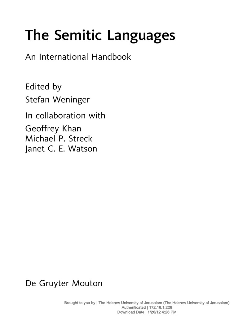 Semitic Languages Phyla and Waves Models of Classification | PDF ...