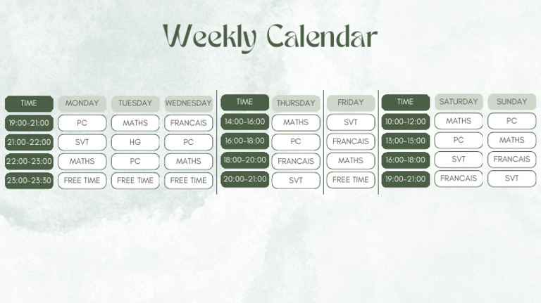 Green Pink Watercolor Weekly Planner Calendar | PDF