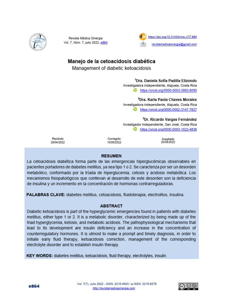 Dialnet-ManejoDeLaCetoacidosisDiabetica-8876571 | PDF | Diabetes | Potasio