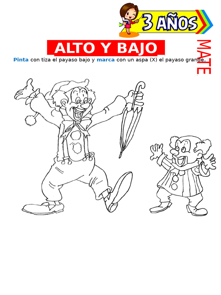 Noción de Alto y Bajo para Niños de 3 Años | PDF