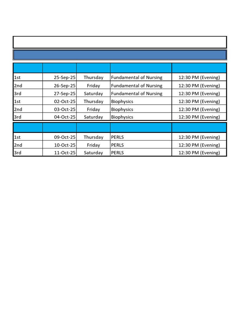2nd Semester Practical Schedule | PDF