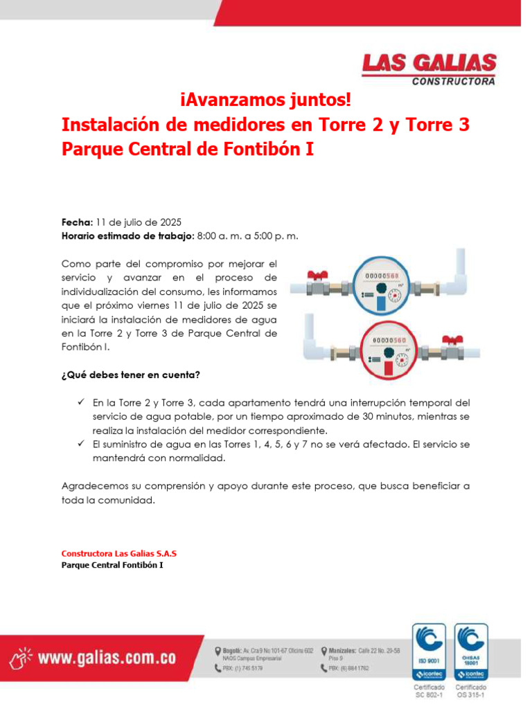 Volante Instalacion de Medidores Pcf i | PDF
