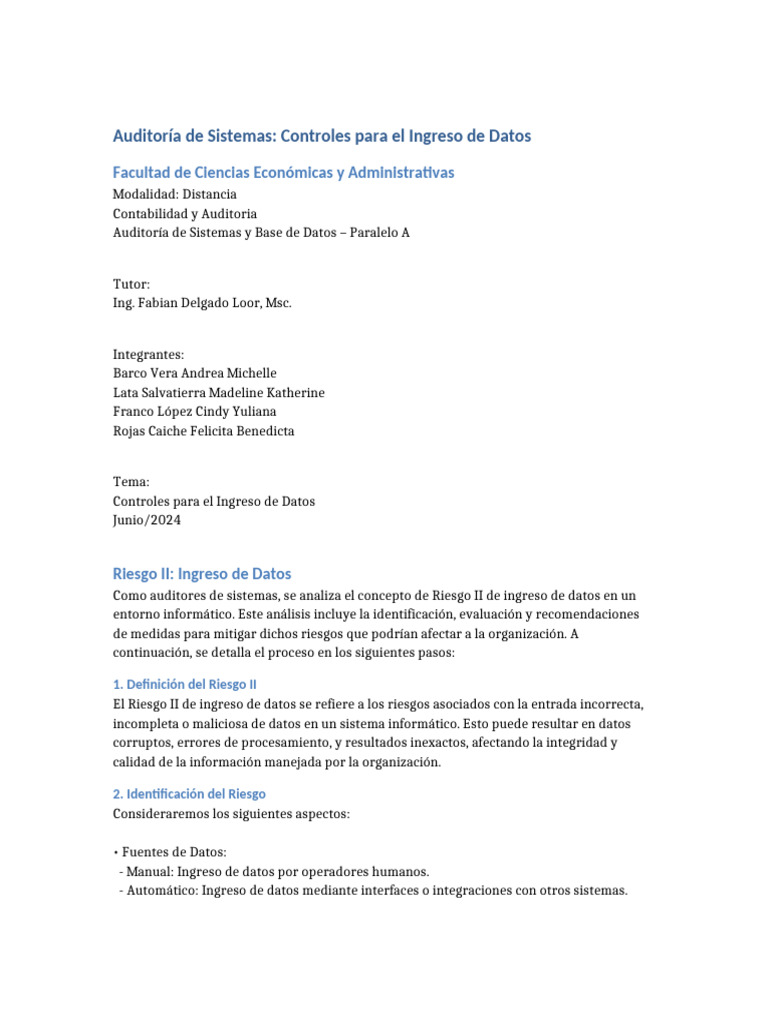 Informe Auditoria Filtrocorp SA | PDF | Riesgo | Auditoría