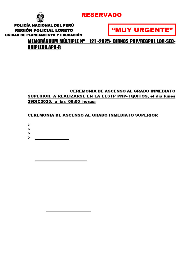 Ceremonia de Ascenso Al Grado Inmediato Superior - 2025 | PDF | Policía