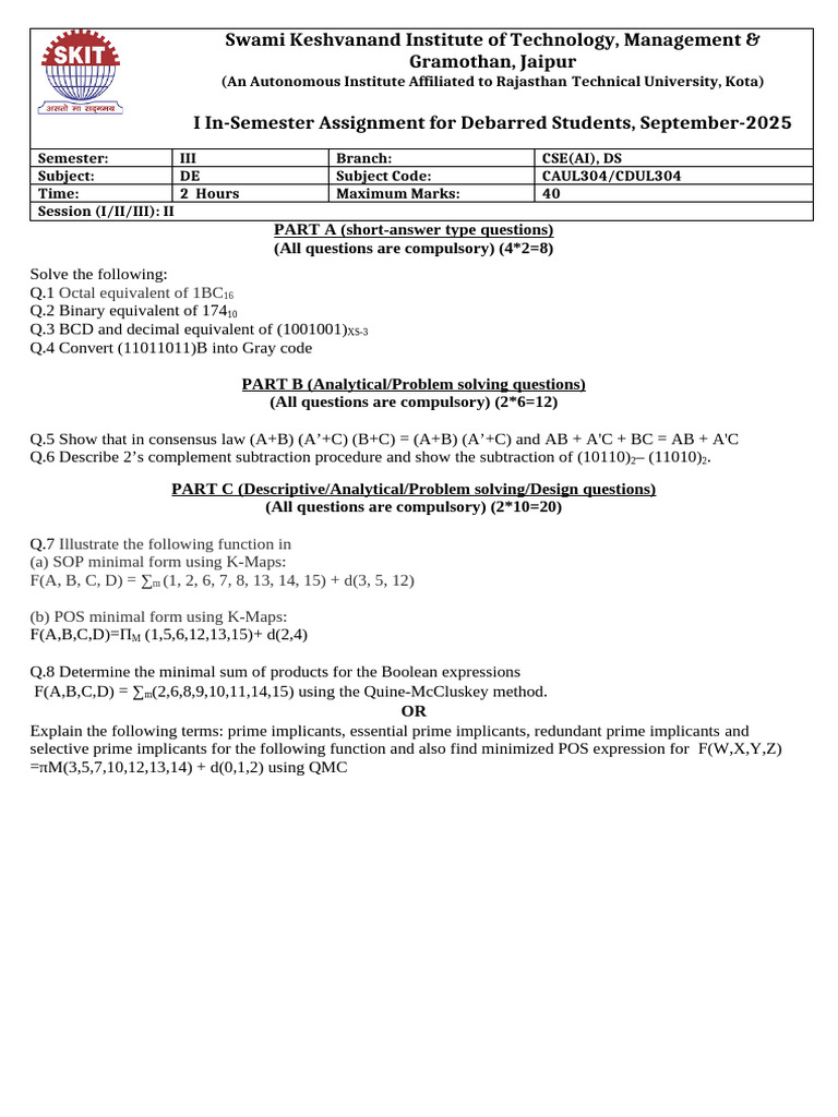 De-I-Mid Term Assignment_for DB Students_2025-26 | PDF