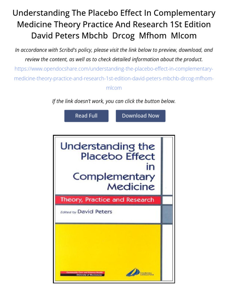 Understanding the Placebo Effect in Complementary Medicine Theory ...