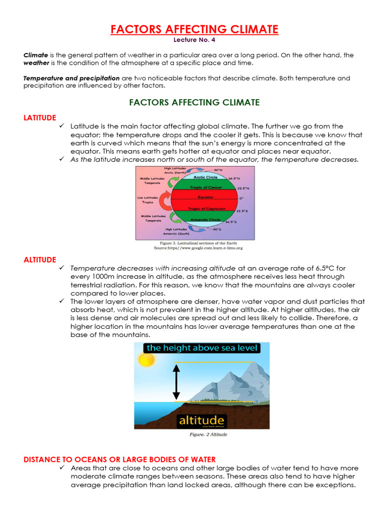 Lecture 4 - Factors Affecting Climate | PDF | Atmosphere Of Earth ...