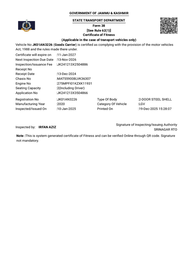 Vahan.parivahan.gov.in Vahanservice Vahan Ui Onlineservice Fo... | PDF