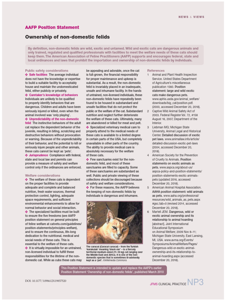 2019 Non Domestic Felids | PDF | Pet | Cats