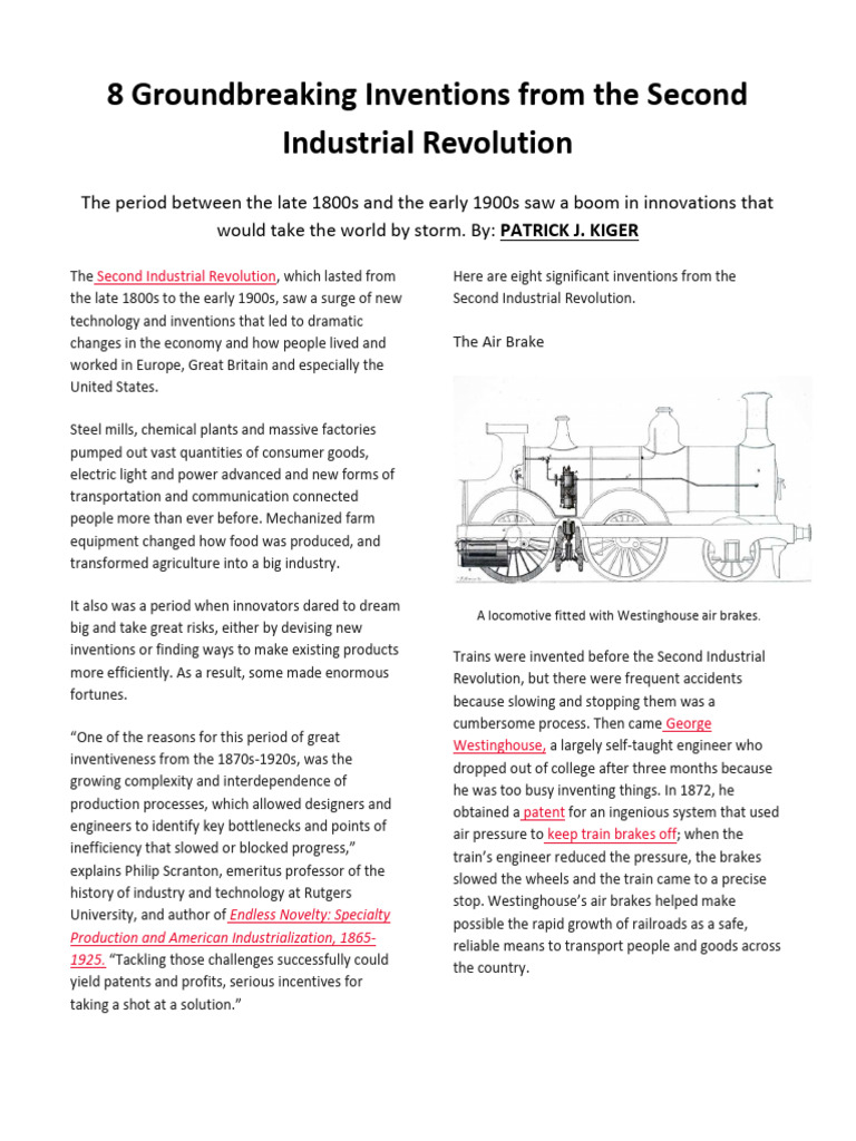 8 Key Inventions of the Second Industrial Revolution | PDF | Telegraphy ...