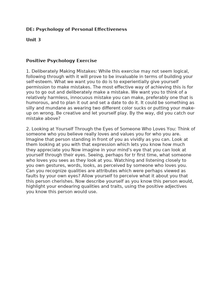 Positive Psychology Exercise | PDF
