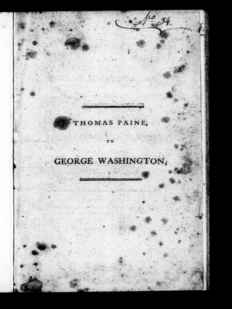 Bim Eighteenth Century Letter to George Washin Paine Thomas Political ...