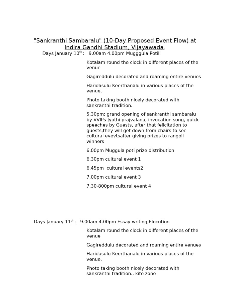 flow of events sss | PDF | Festival | Harvest