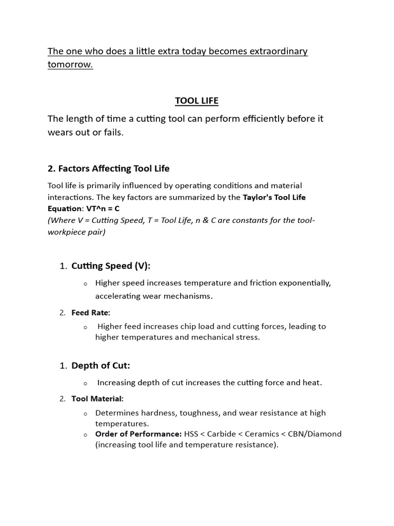 Tool Life | PDF