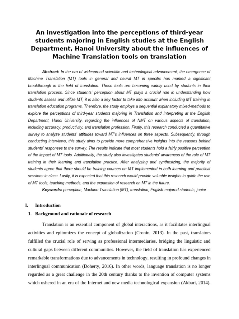 An Investigation Into the Perceptions of Third-Introduction | PDF ...