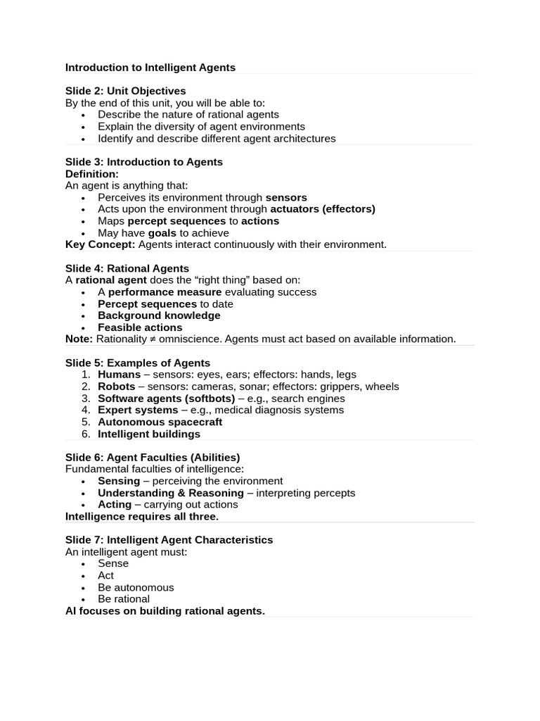 Introduction to Intelligent Agents | PDF | Intelligence | Neuroscience