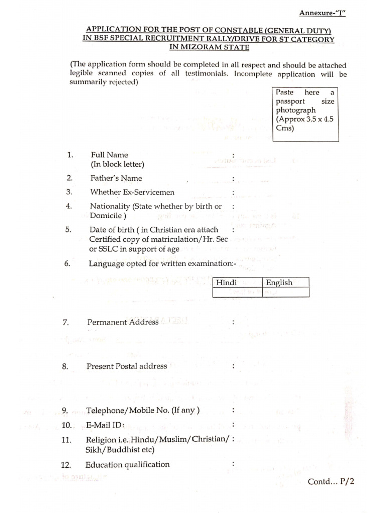 BSF Application and Admit Card | PDF