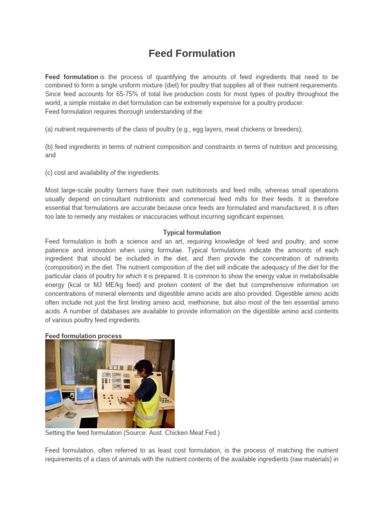Optimizing Poultry Feed Formulation | PDF | Nutrients | Diet (Nutrition)