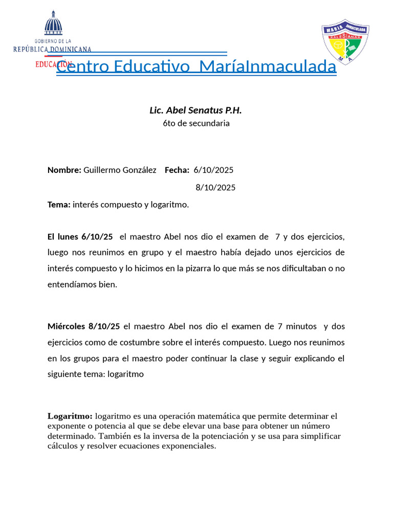 Interes Compuesto y Logaritmo | PDF