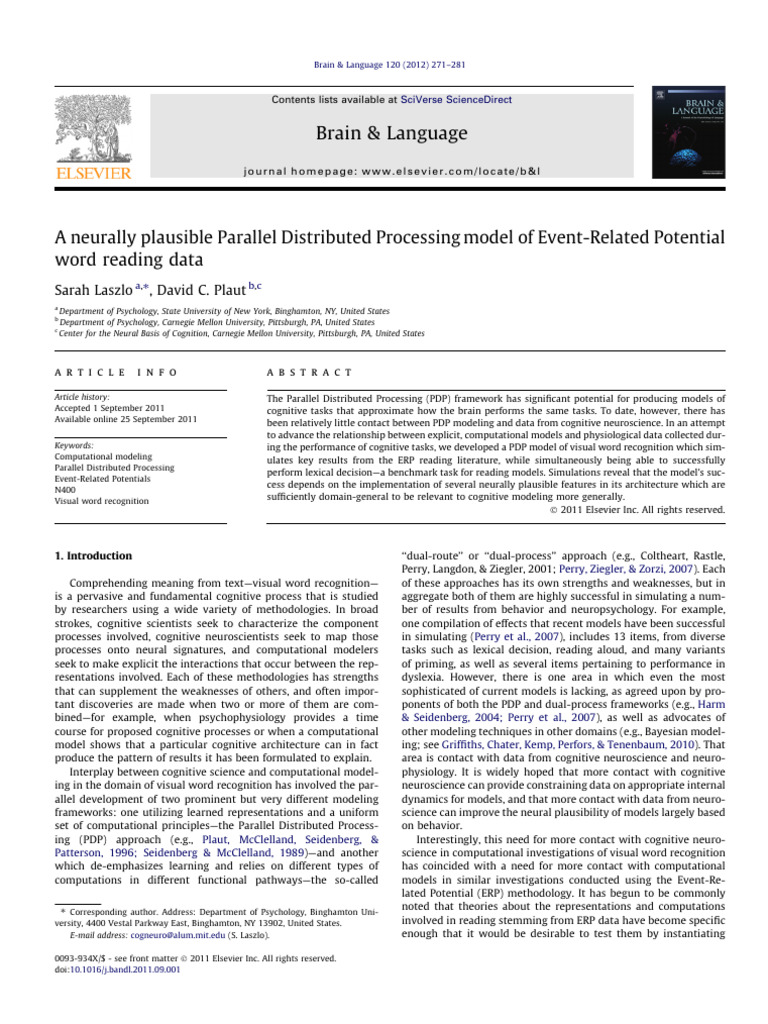 PDP Model of Visual Word Recognition | PDF | Event Related Potential ...