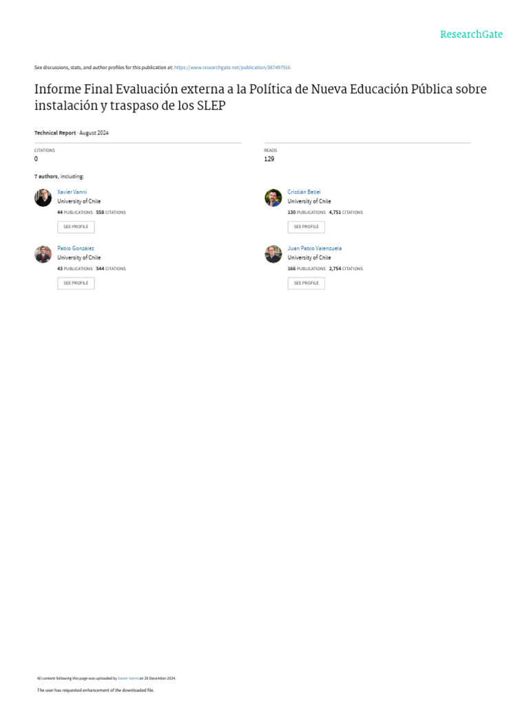 Informe Final Evaluacion Instalacion SLEP 20.11.24 | PDF | Evaluación ...