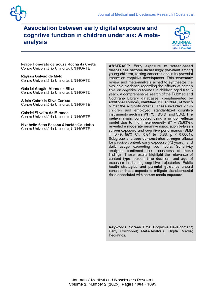 Screen Time Impact on Child Cognition | PDF | Dependent And Independent ...