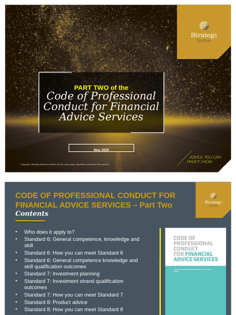 Part 2 of Code of Conduct v1 | PDF | Financial Adviser | Copyright
