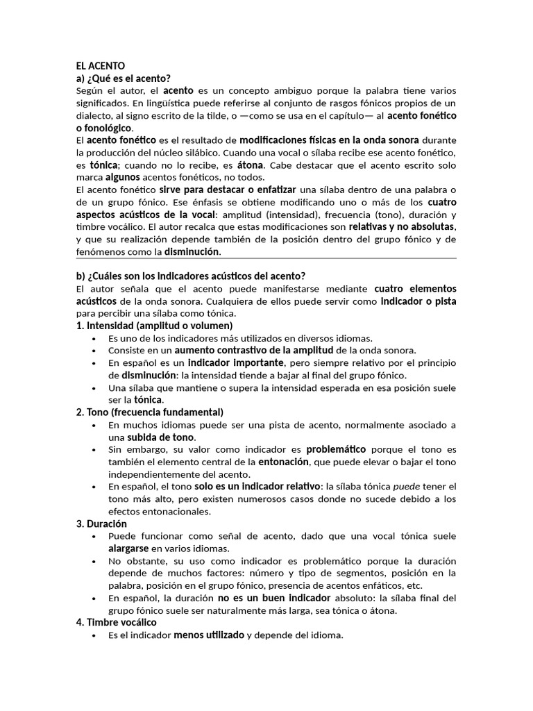 El Acento | PDF | Vocal | Sílaba